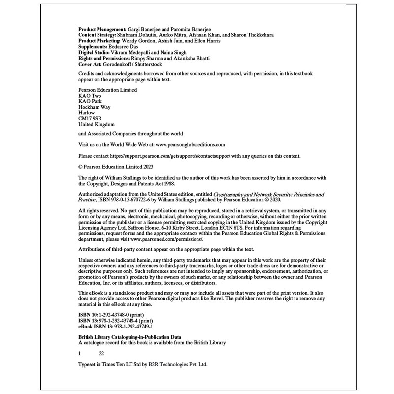 قیمت و خرید کتاب Cryptography And Network Security Principles And Practice Eighth Edition اثر