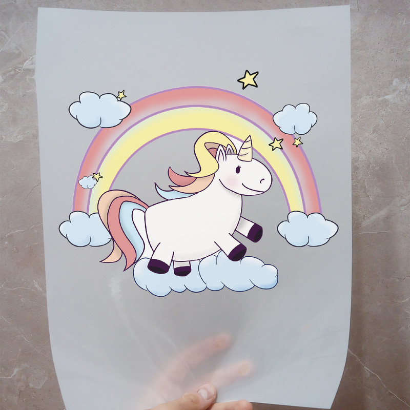 قیمت و خرید استیکر پارچه و لباس مدل dtf طرح یونیکورن کد H15.721 مجموعه 4 عددی