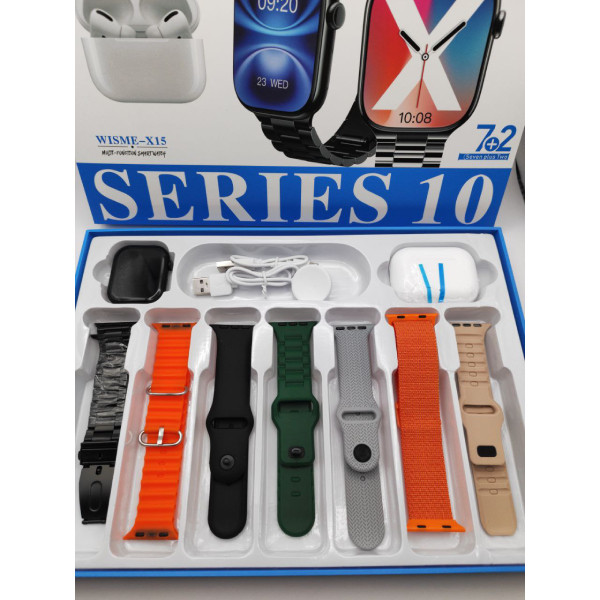 قیمت و خرید ساعت هوشمند 45میلی‌متر ویسمی مدل wisme-x15 با بند سیلیکونی به همراه هدفون