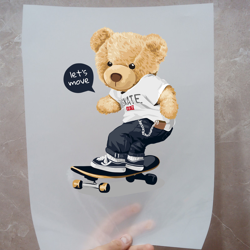 قیمت و خرید استیکر پارچه و لباس مدل dtf طرح تدی کد H15.131 مجموعه 24 عددی