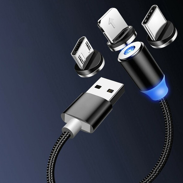 قیمت و خرید کابل تبدیل مغناطیسی Usb به Microusb Usb C لایتنینگ دنمن مدل