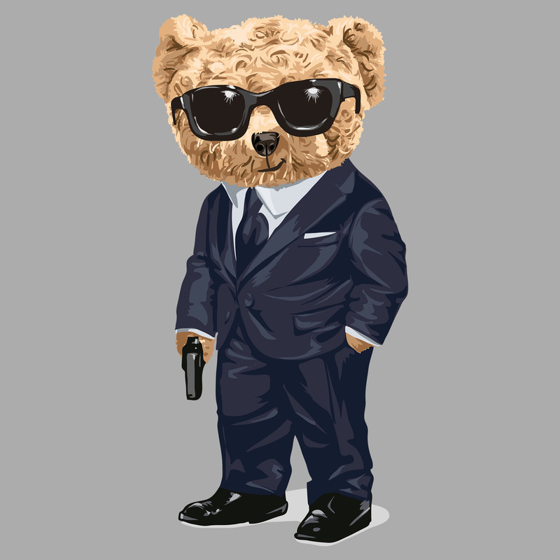 قیمت و خرید استیکر پارچه و لباس مدل dtf طرح تدی کد H30.158 مجموعه 12 عددی