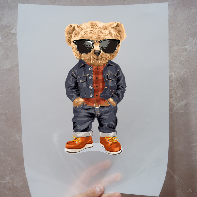 قیمت و خرید استیکر پارچه و لباس مدل dtf طرح تدی کد H15.143 مجموعه 4 عددی