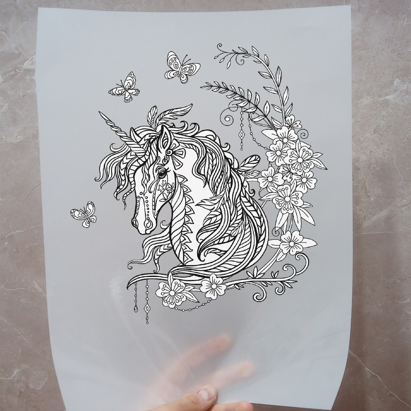 قیمت و خرید استیکر پارچه و لباس مدل dtf طرح یونیکورن کد H15.1088 مجموعه 4 عددی