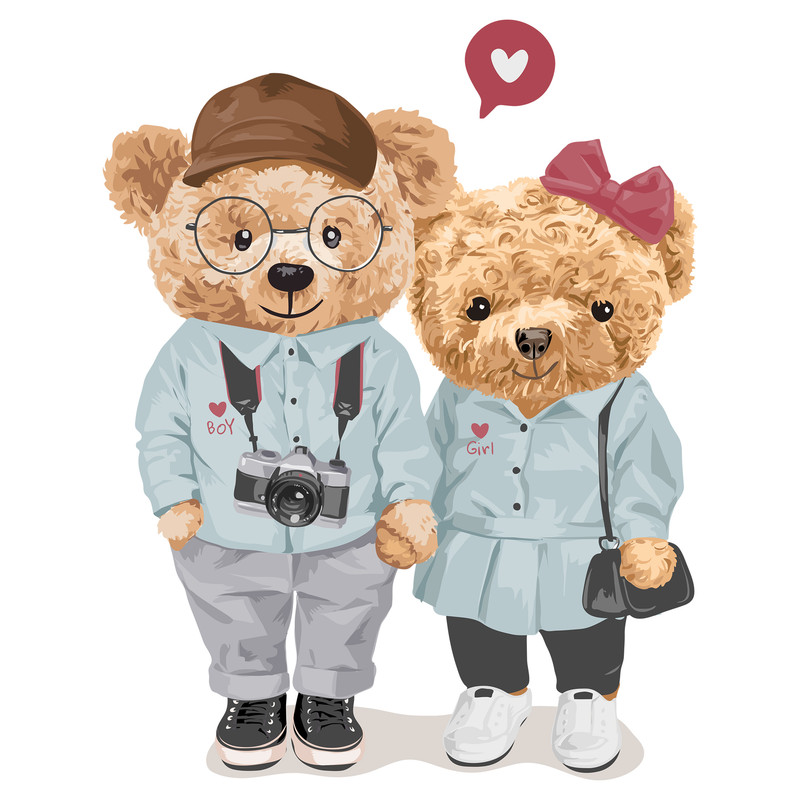 قیمت و خرید استیکر پارچه و لباس مدل dtf طرح تدی کد H15.137 مجموعه 4 عددی