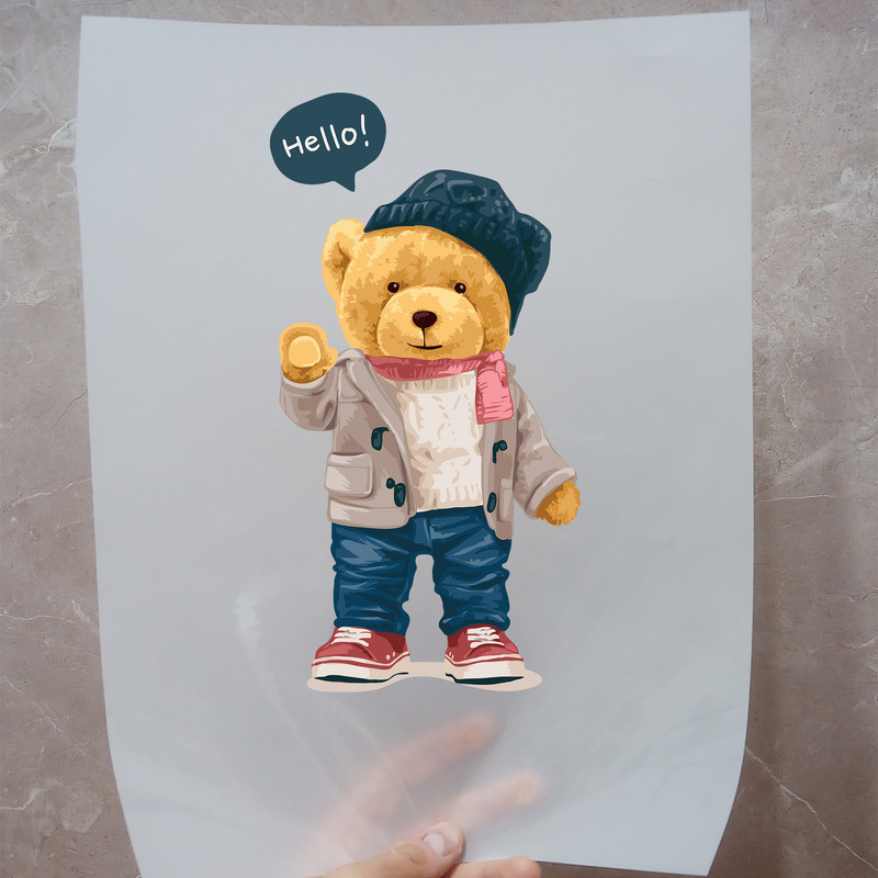 قیمت و خرید استیکر پارچه و لباس مدل dtf طرح تدی کد H30.185 مجموعه 24 عددی