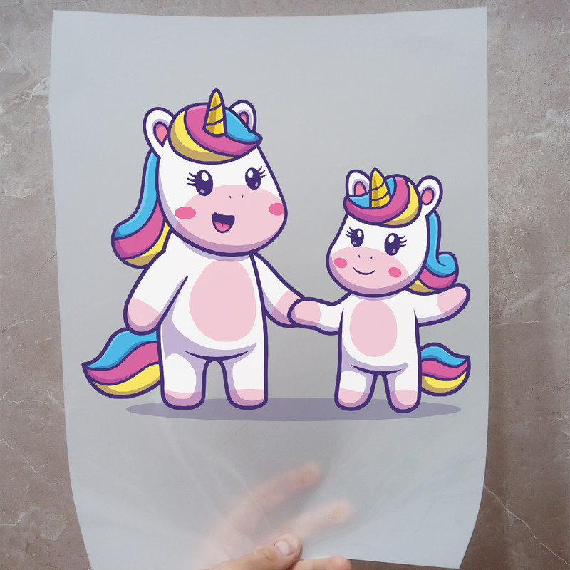 قیمت و خرید استیکر پارچه و لباس مدل dtf طرح یونیکورن کد H15.910 مجموعه 4 عددی