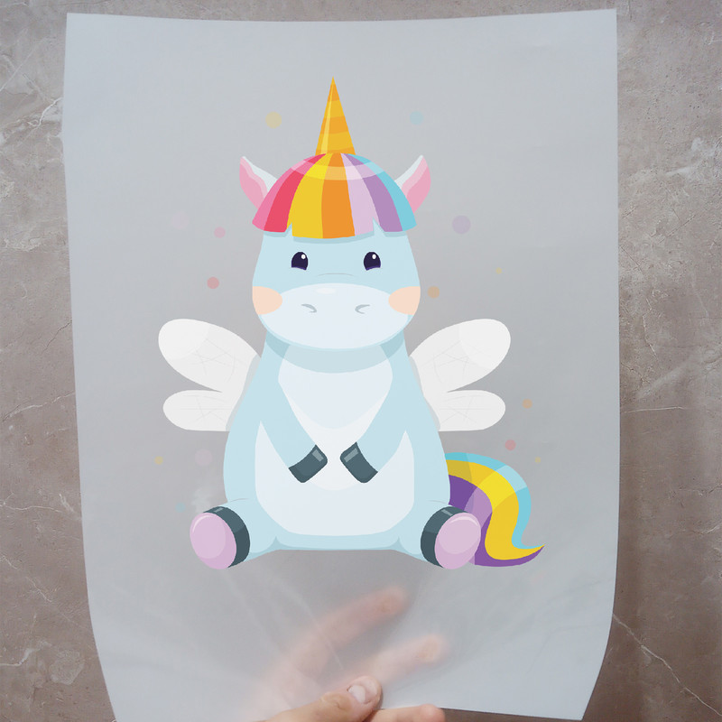 قیمت و خرید استیکر پارچه و لباس مدل dtf طرح یونیکورن کد H15.861 مجموعه 4 عددی