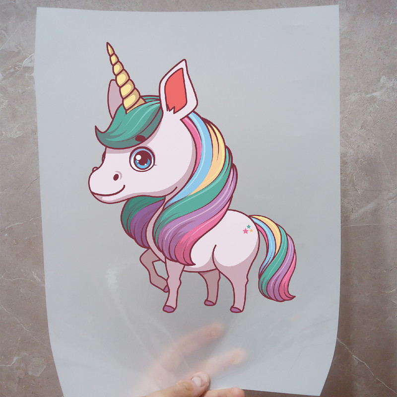 قیمت و خرید استیکر پارچه و لباس مدل dtf طرح یونیکورن کد H15.855 مجموعه 4 عددی