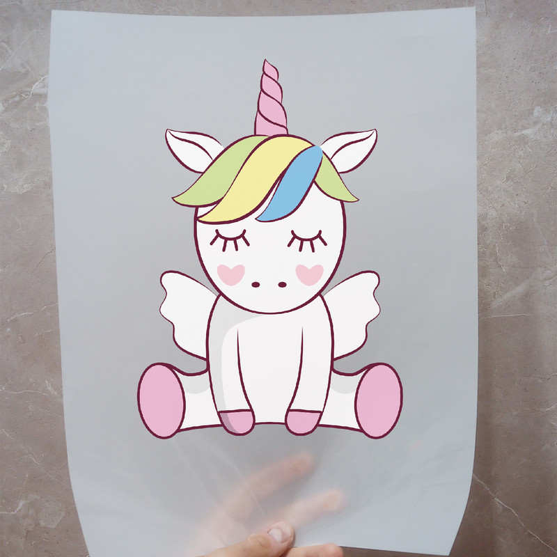 قیمت و خرید استیکر پارچه و لباس مدل dtf طرح یونیکورن کد H15.741 مجموعه 4 عددی