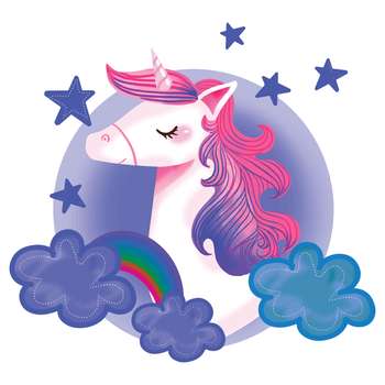 قیمت و خرید استیکر پارچه و لباس مدل dtf طرح یونیکورن کد H15.279 مجموعه 4 عددی