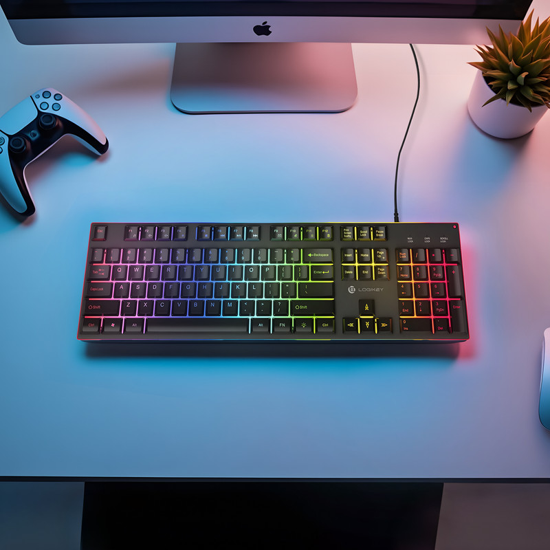 قیمت و خرید کیبورد گیمینگ لاجی کی مدل K210B، سوییچ ممبران، Full-Size، نورپردازی RGB