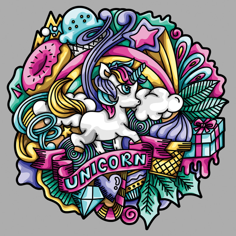 قیمت و خرید استیکر پارچه و لباس مدل dtf طرح یونیکورن کد H20.372 مجموعه 6 عددی