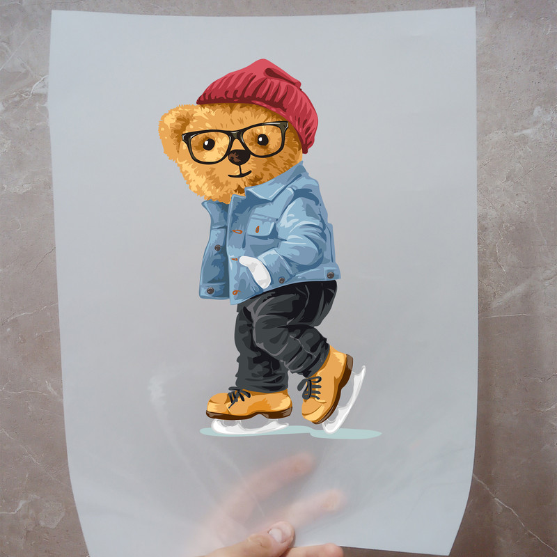 قیمت و خرید استیکر پارچه و لباس مدل dtf طرح تدی کد H20.166 مجموعه 3 عددی