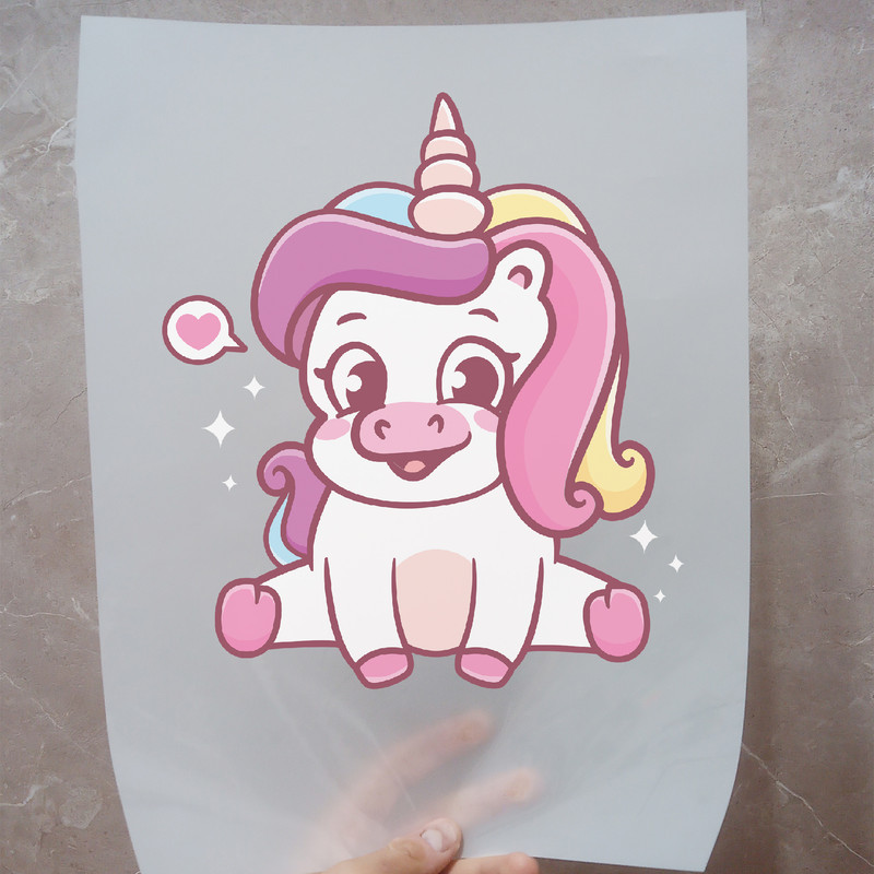 قیمت و خرید استیکر پارچه و لباس مدل dtf طرح یونیکورن کد H15.971 مجموعه 4 عددی