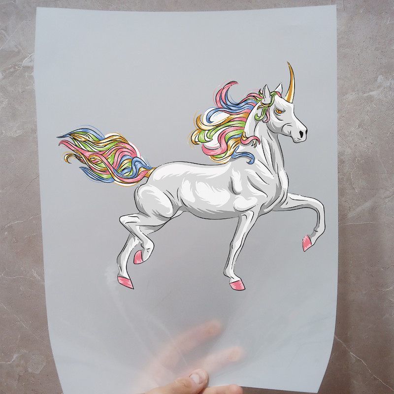 قیمت و خرید استیکر پارچه و لباس مدل dtf طرح یونیکورن کد H15.281 مجموعه 4 عددی