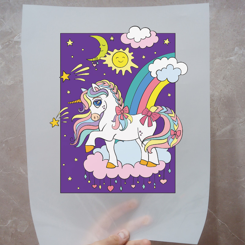 قیمت و خرید استیکر پارچه و لباس مدل dtf طرح یونیکورن کد H20.213 مجموعه 3 عددی