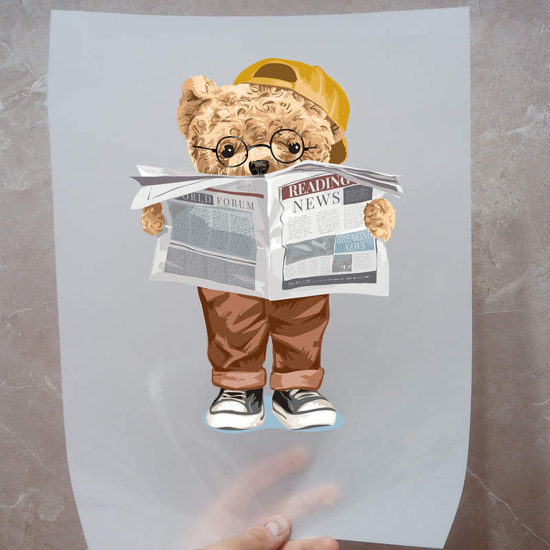 قیمت و خرید استیکر پارچه و لباس مدل dtf طرح تدی کد H20.182 مجموعه 3 عددی