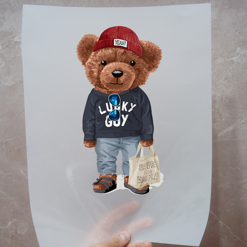 قیمت و خرید استیکر پارچه و لباس مدل dtf طرح تدی کد H15.121 مجموعه 24 عددی