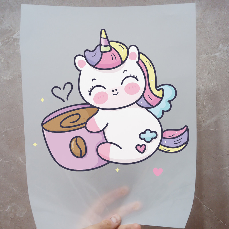 قیمت و خرید استیکر پارچه و لباس مدل dtf طرح یونیکورن کد H20.230 مجموعه 6 عددی