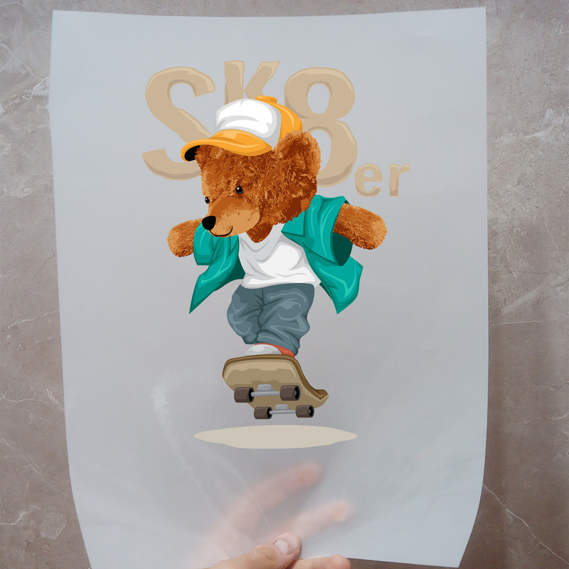 قیمت و خرید استیکر پارچه و لباس مدل dtf طرح تدی کد H20.30 مجموعه 3 عددی