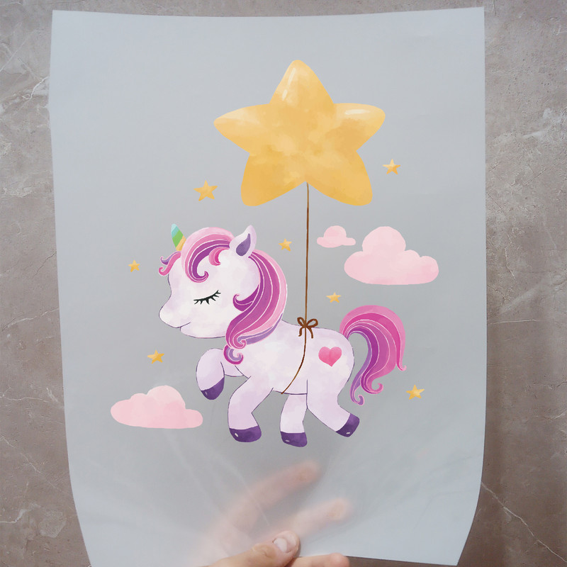 قیمت و خرید استیکر پارچه و لباس مدل dtf طرح یونیکورن کد H20.478 مجموعه 6 عددی