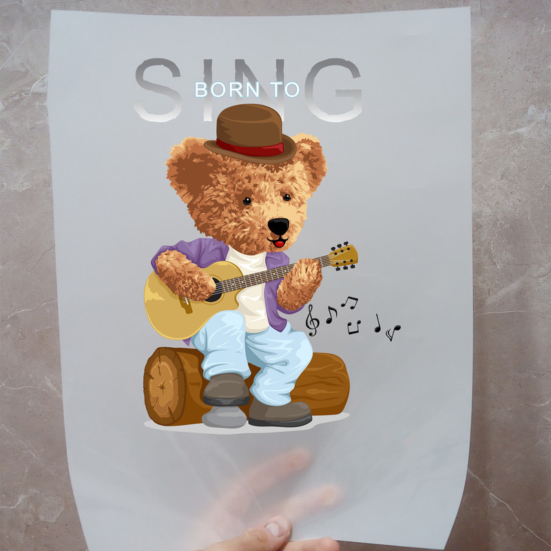 قیمت و خرید استیکر پارچه و لباس مدل dtf طرح تدی کد H30.34 مجموعه 12 عددی