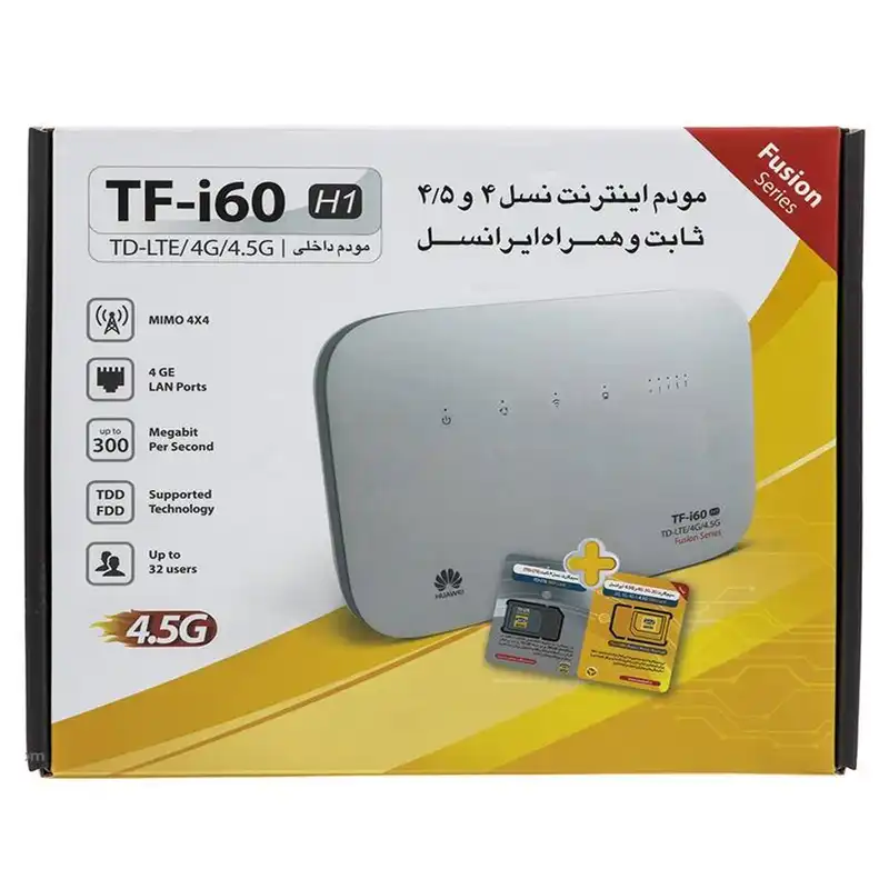 ⭐️ خرید اینترنتی مودم 4G/TD-LTE ایرانسل مدل TF-i60H1به همراه 100گیگابایت اینترنت3ماهه TD-LTEو48 ...
