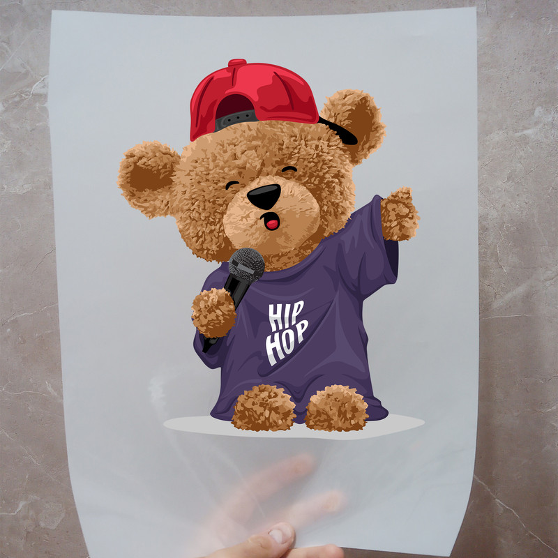 قیمت و خرید استیکر پارچه و لباس مدل dtf طرح تدی کد H15.41 مجموعه 4 عددی