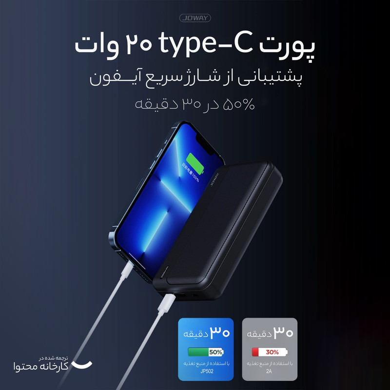 قیمت و خرید پاوربانک جووی مدل JP502 ظرفیت 20000 میلی آمپر ساعت
