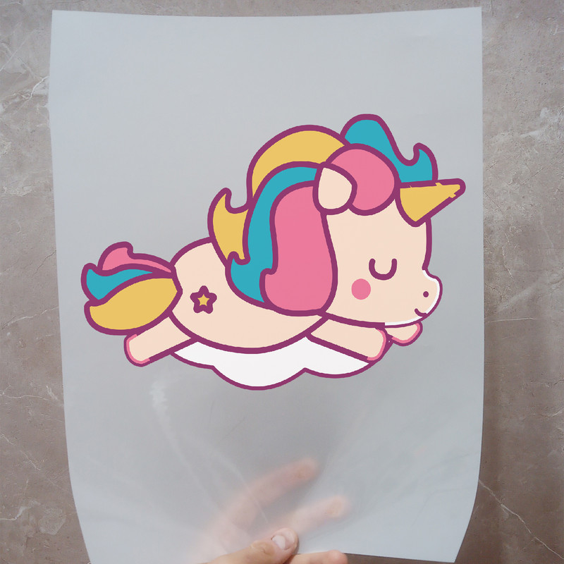 قیمت و خرید استیکر پارچه و لباس مدل dtf طرح یونیکورن کد H15.571 مجموعه 4 عددی