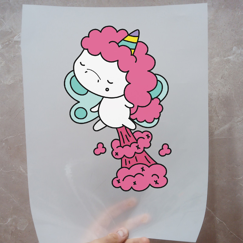 قیمت و خرید استیکر پارچه و لباس مدل dtf طرح یونیکورن کد H15.889 مجموعه 4 عددی