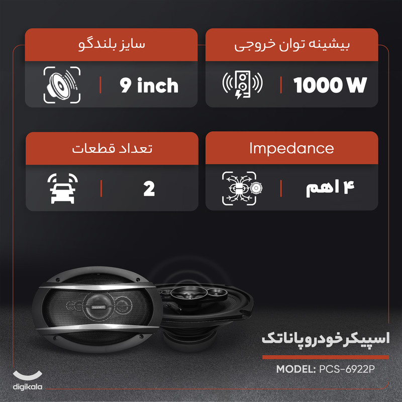 قیمت و خرید اسپیکر خودرو پاناتک مدل PCS-6922P بسته دو عددی