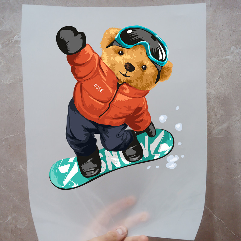 قیمت و خرید استیکر پارچه و لباس مدل dtf طرح تدی کد H15.148 مجموعه 4 عددی