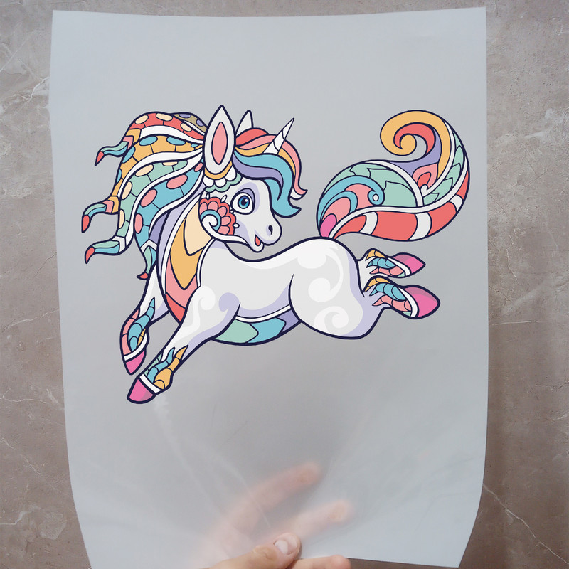 قیمت و خرید استیکر پارچه و لباس مدل dtf طرح یونیکورن کد H15.184 مجموعه 4 عددی