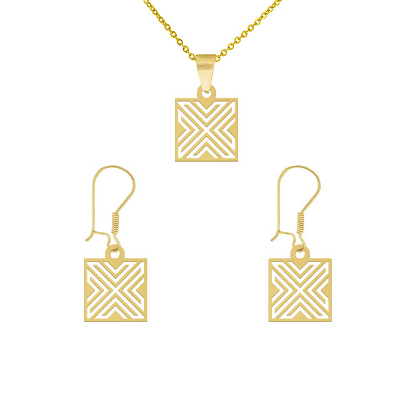 قیمت و خرید نیم ست طلا 18 عیار زنانه طلای کامک مدل مربع