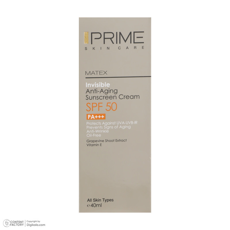 قیمت و خرید کرم ضد آفتاب و ضد چروک بی رنگ پرایم مدل Matex Colorless SPF50 مناسب انواع پوست حجم ...