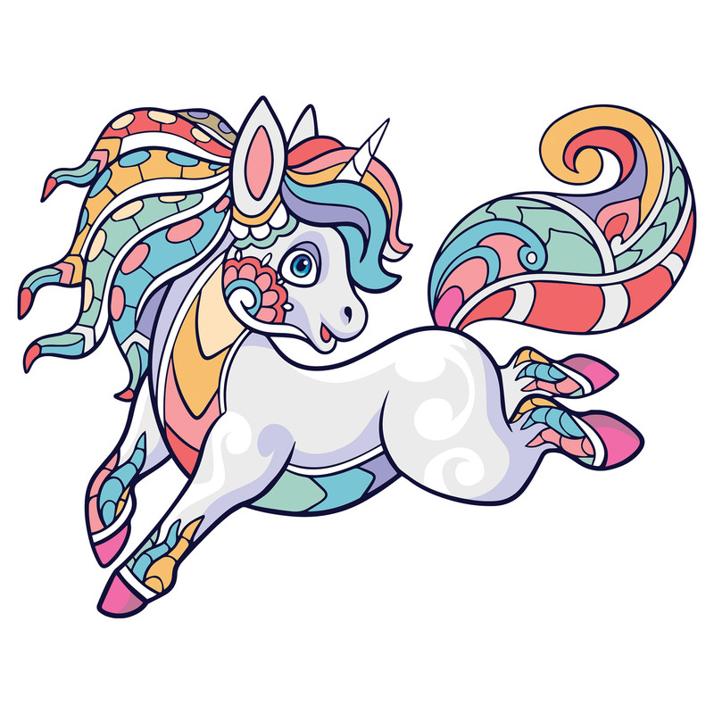 قیمت و خرید استیکر پارچه و لباس مدل dtf طرح یونیکورن کد H15.184 مجموعه 4 عددی