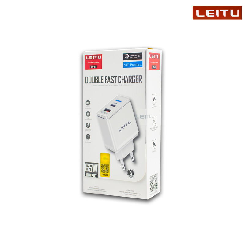 قیمت و خرید شارژر دیواری 65 وات لیتو مدل LH-21 به همراه کابل تبدیل USB-C