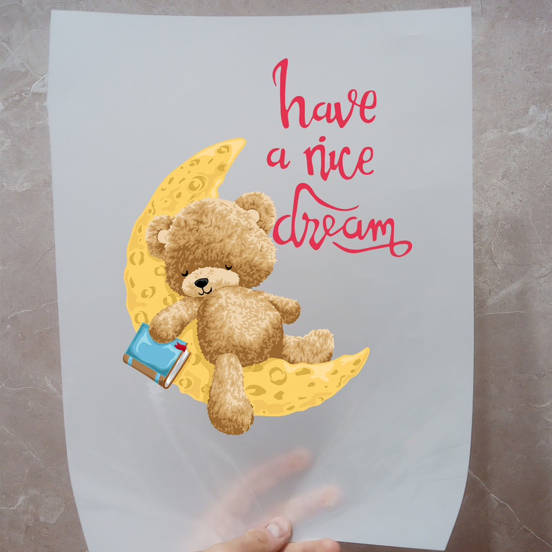 قیمت و خرید استیکر پارچه و لباس مدل dtf طرح تدی کد H15.69 مجموعه 4 عددی