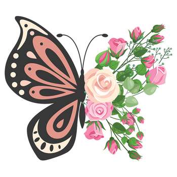 قیمت و خرید استیکر پارچه و لباس مدل دی تی اف طرح پروانه گل کد H15.145 مجموعه 4 عددی