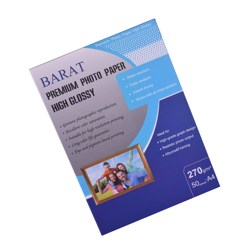قیمت و خرید کاغذ چاپ عکس فتوگلاسه بارات مدل پرمیوم 270G RC سایز A4 بسته 50 عددی