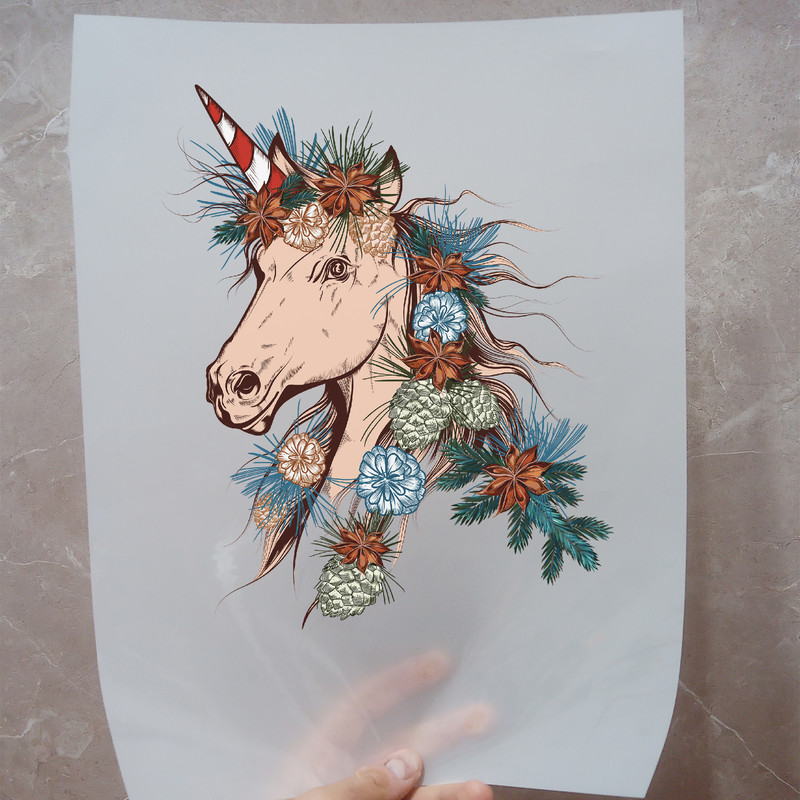 قیمت و خرید استیکر پارچه و لباس مدل dtf طرح یونیکورن کد H20.211 مجموعه 6 عددی