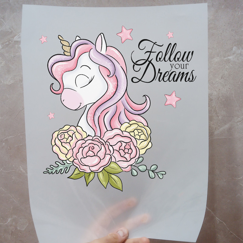 قیمت و خرید استیکر پارچه و لباس مدل dtf طرح یونیکورن کد H20.410 مجموعه 6 عددی