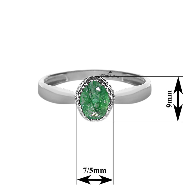 قیمت و خرید انگشتر نقره زنانه نقره جات لطفی مدل زمرد کد ANZS03E04