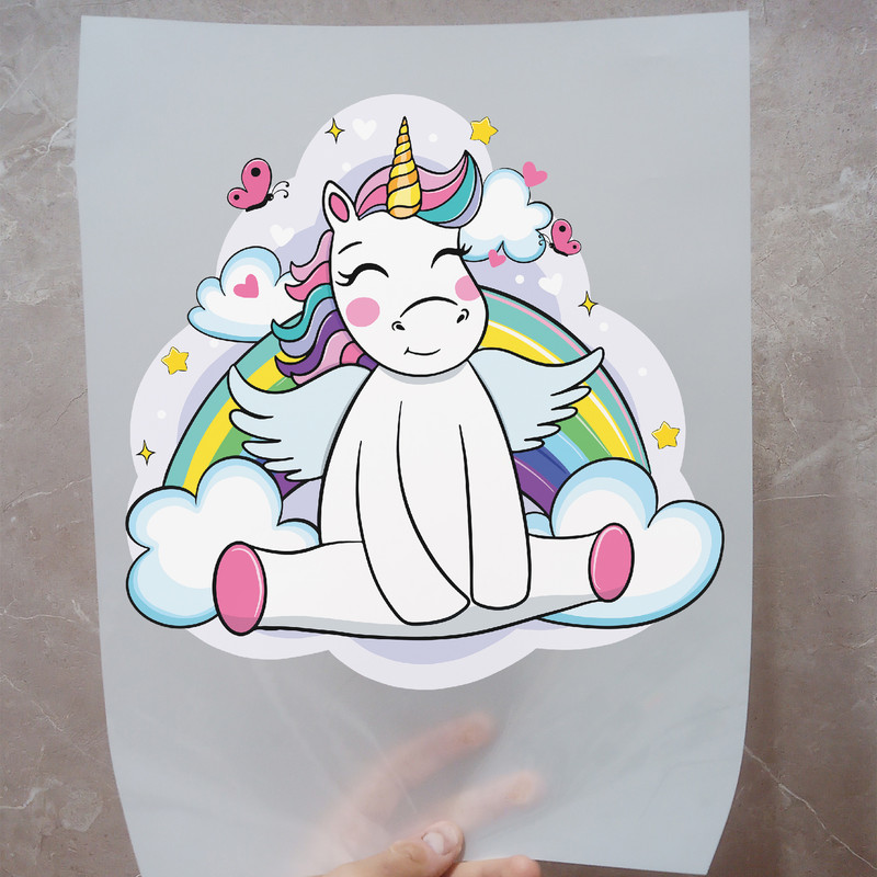 قیمت و خرید استیکر پارچه و لباس مدل dtf طرح یونیکورن کد H20.341 مجموعه 6 عددی