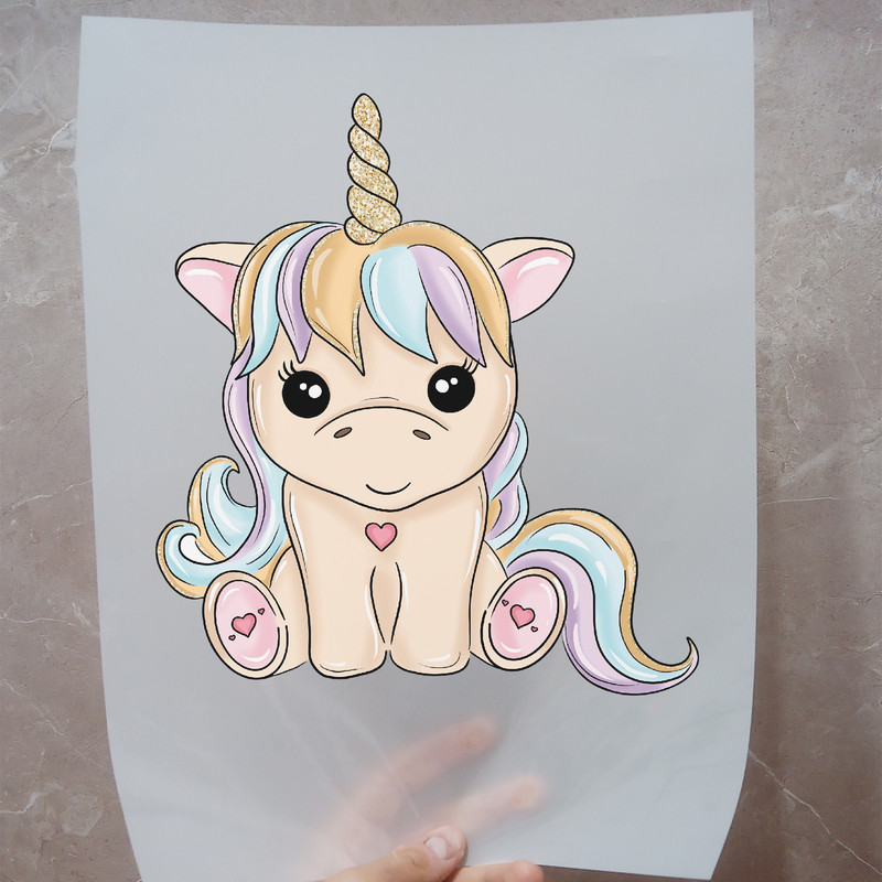 قیمت و خرید استیکر پارچه و لباس مدل dtf طرح یونیکورن کد H15.415 مجموعه 4 عددی