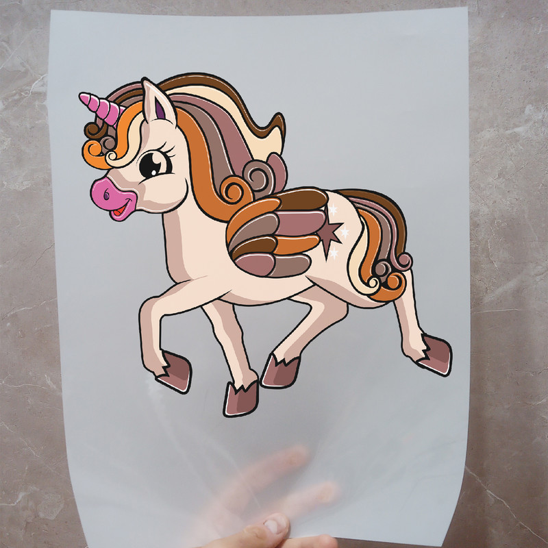 قیمت و خرید استیکر پارچه و لباس مدل dtf طرح یونیکورن کد H15.672 مجموعه 4 عددی