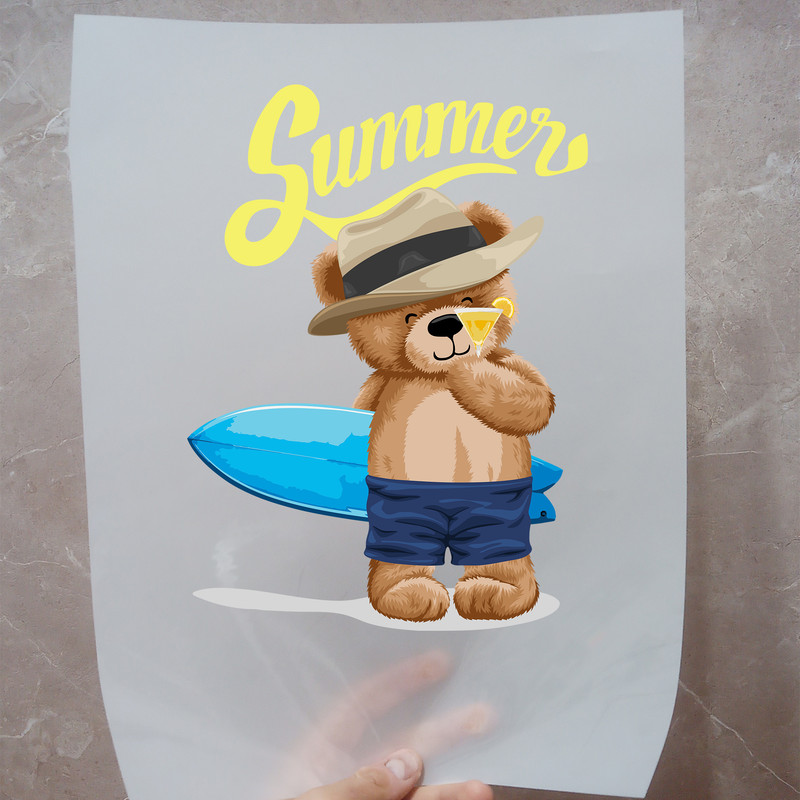 قیمت و خرید استیکر پارچه و لباس مدل dtf طرح تدی کد H20.80 مجموعه 3 عددی