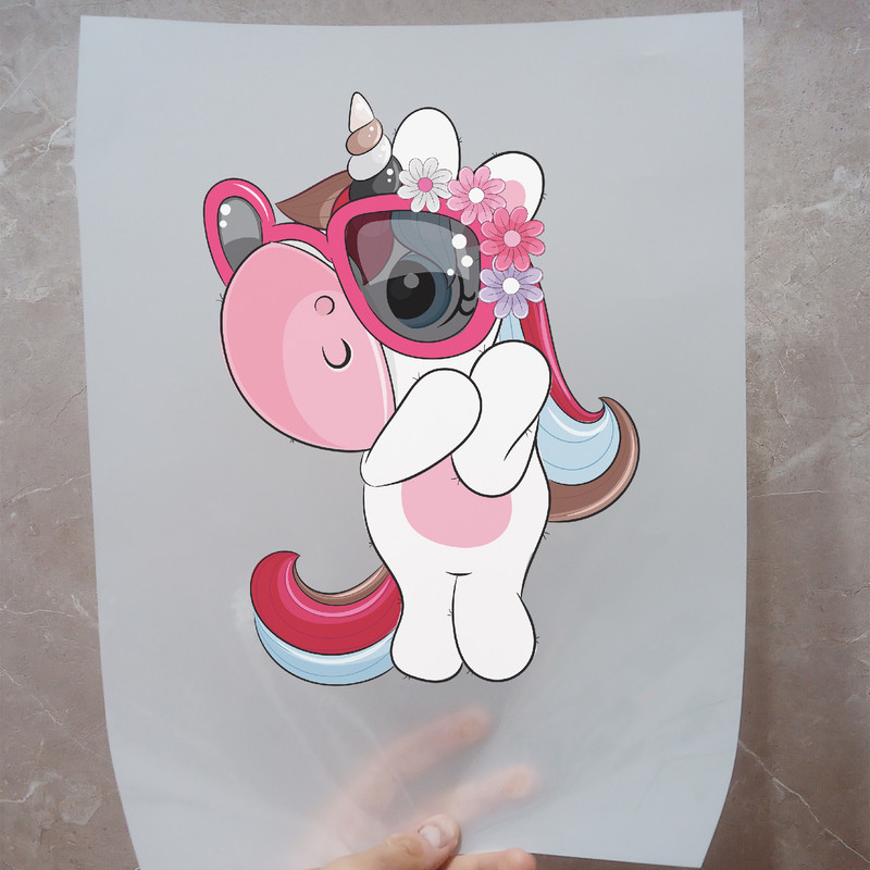 قیمت و خرید استیکر پارچه و لباس مدل dtf طرح یونیکورن کد H15.354 مجموعه 4 عددی